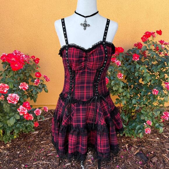 Dark In Love | Dresses | Punk Rock Princess Black And Red Midi Dress ...